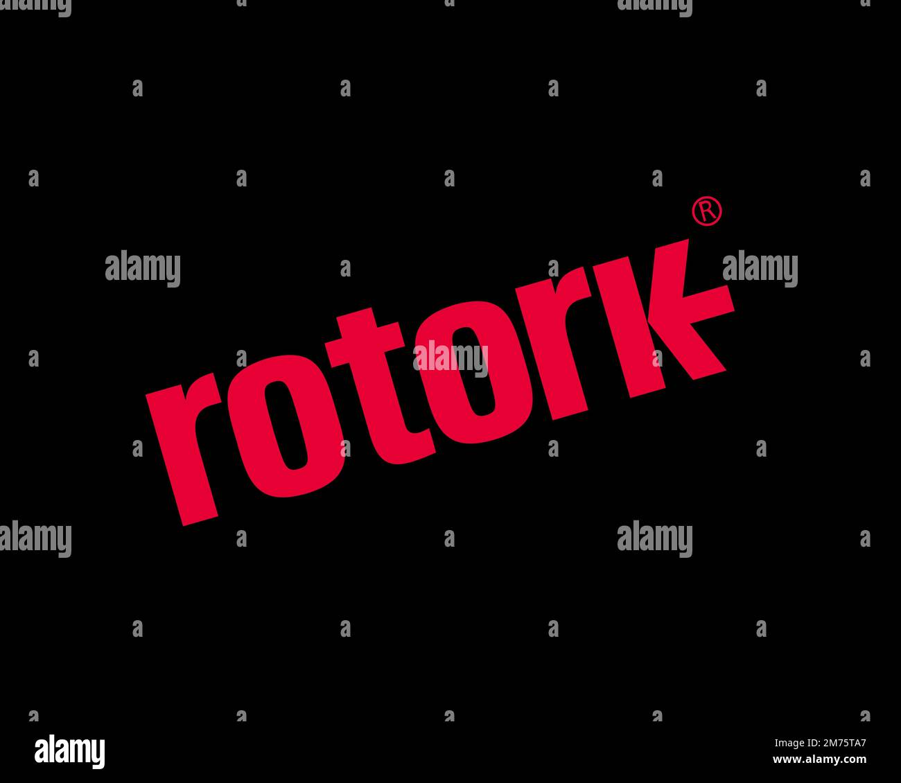 Rotork, rotated logo, black background Stock Photo - Alamy