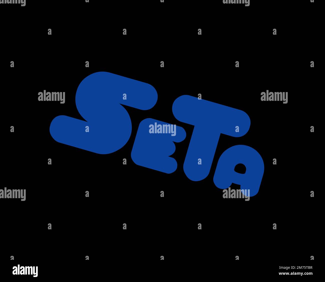 SETA Corporation, rotated logo, black background B Stock Photo - Alamy