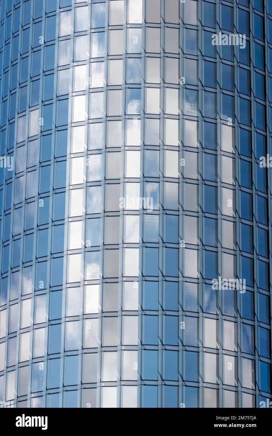 modern round glass buildings with cloudy blue sky background Stock ...