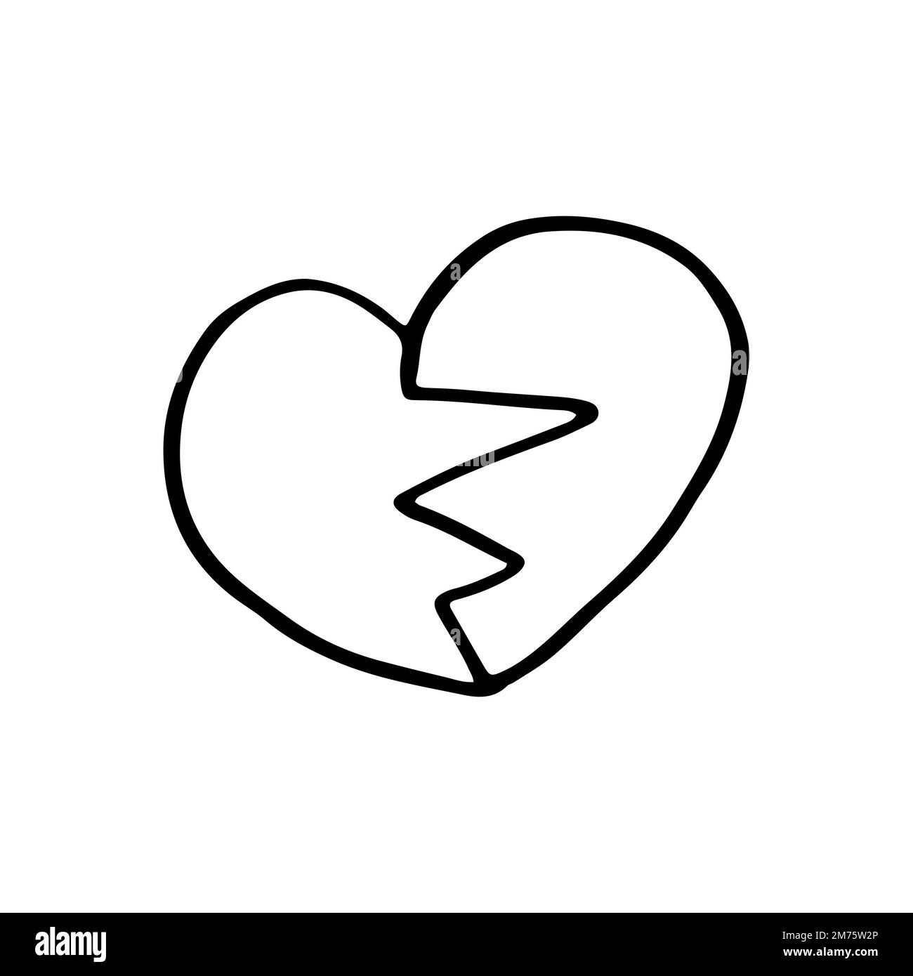 Broken heart hand drawn in Stock Vector Images - Alamy