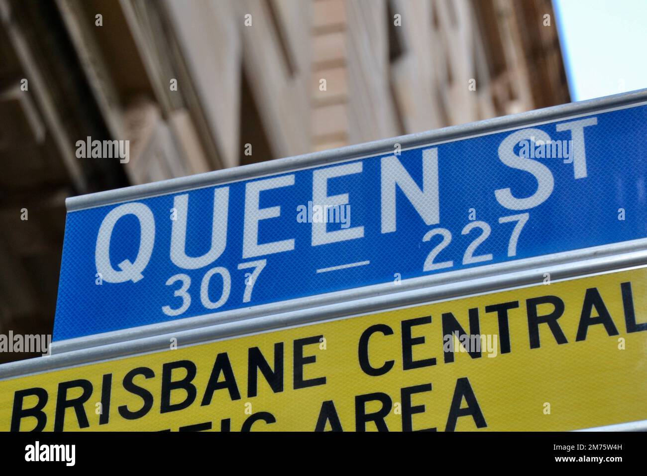 Sign post for Brisbane's Queen Street Mall and shopping and ...