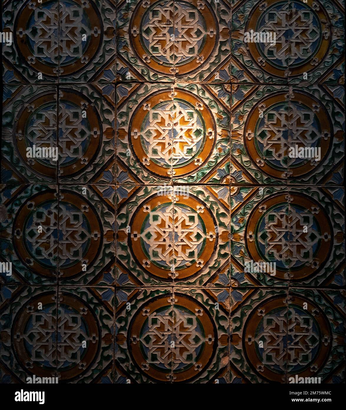 Spanish geometric tile in a mudejar style Stock Photo - Alamy