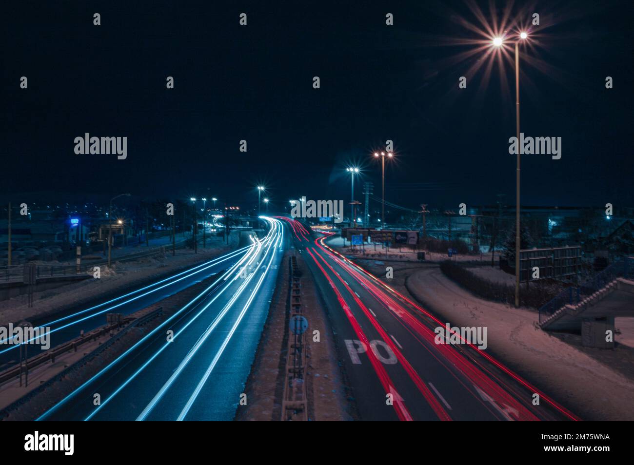 Calgary downtown light trails night hi-res stock photography and images ...