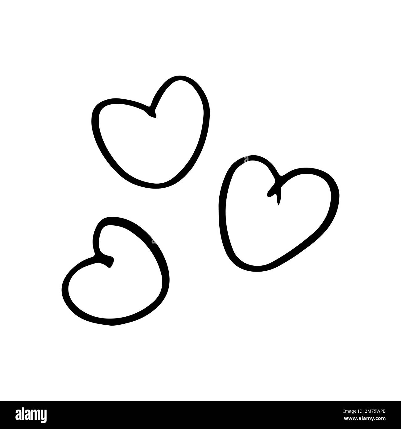 Three hearts vector icon drawn in one line Stock Vector Image & Art - Alamy