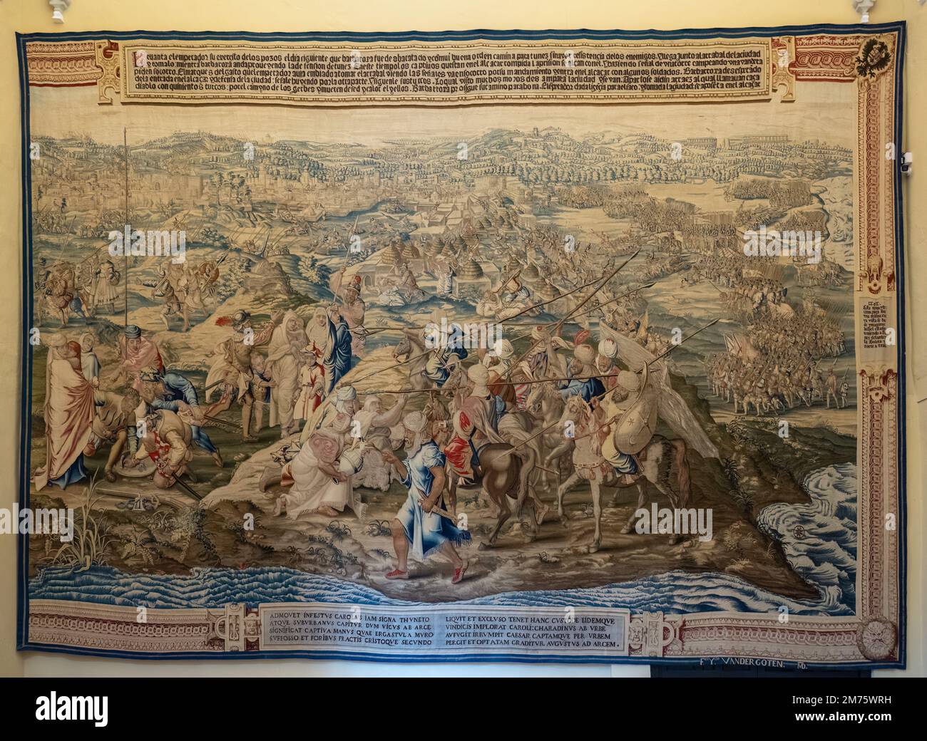 Large Tapestry on display at the Real Alcazar of Seville Stock Photo ...