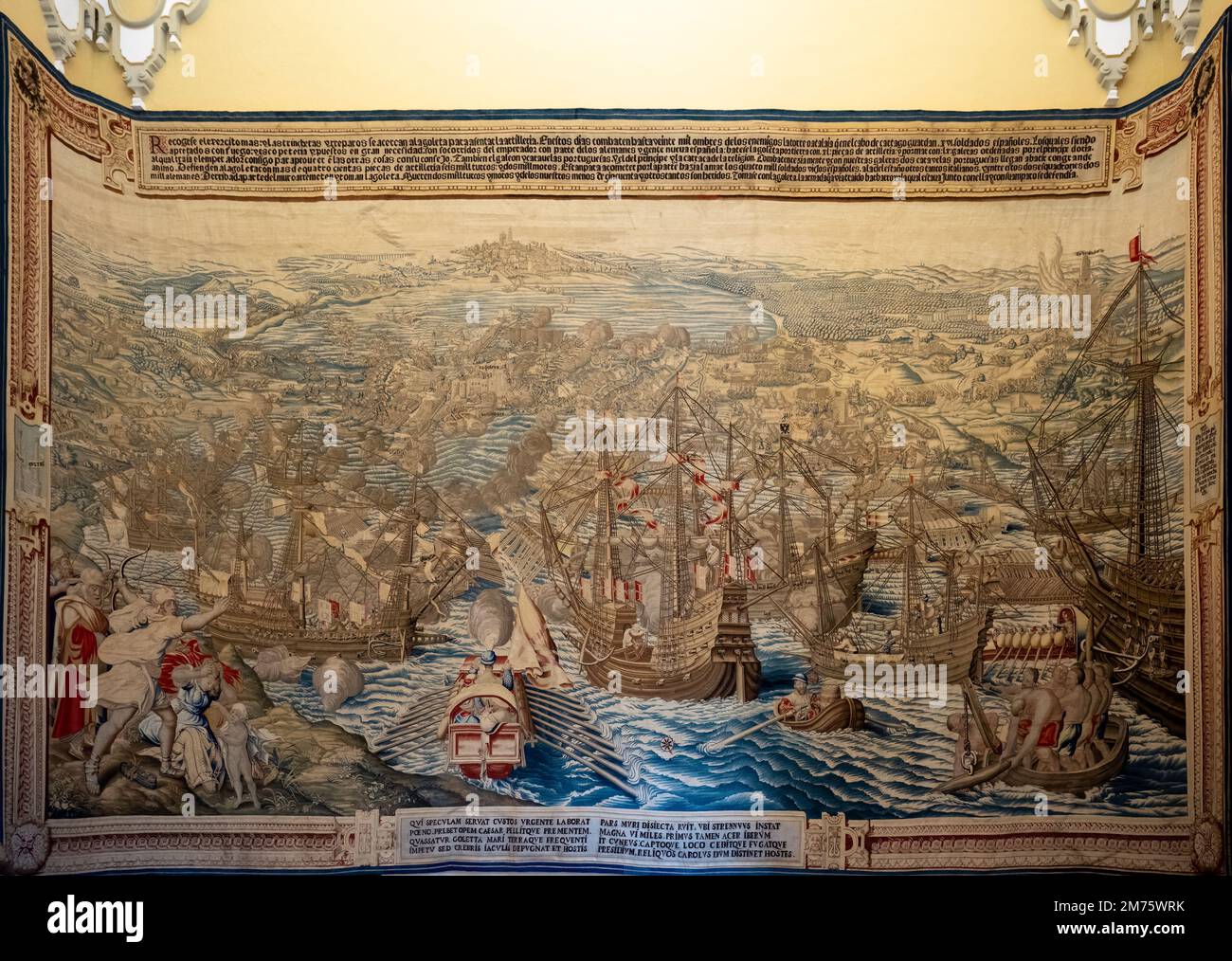 Large Tapestry on display at the Real Alcazar of Seville Stock Photo ...
