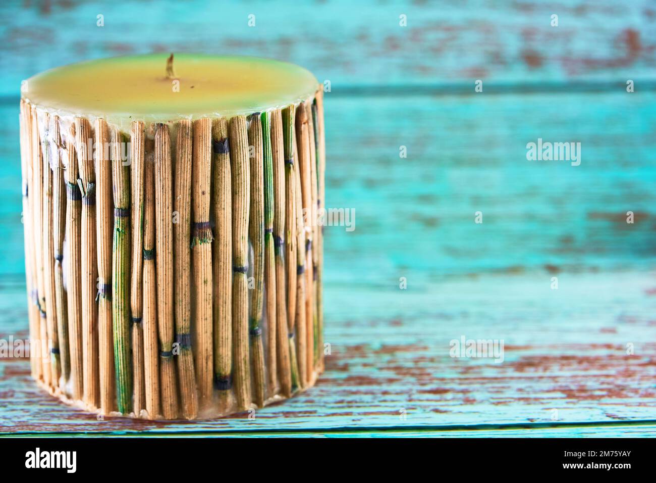 bamboo candle for peace and calm zen mood Stock Photo - Alamy