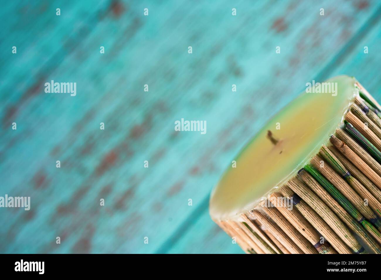 bamboo candle for peace and calm zen mood warn wood background Stock ...