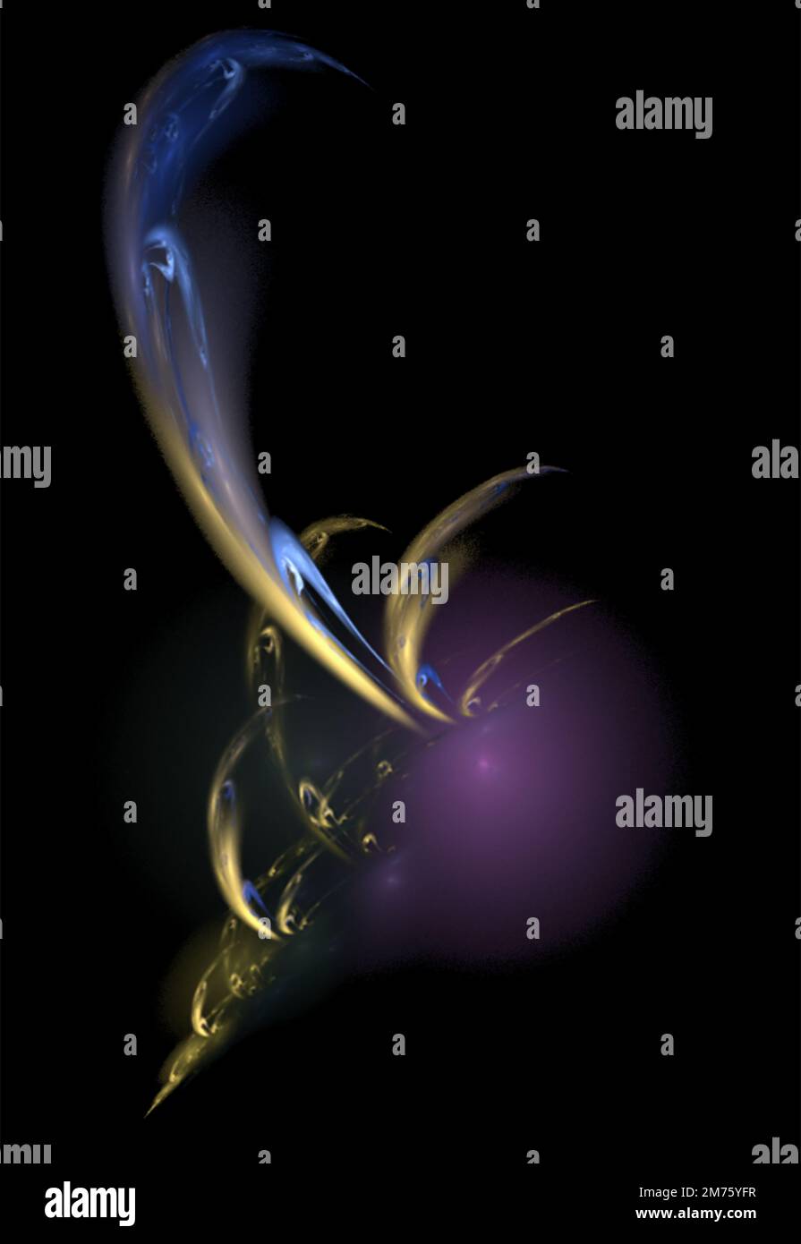 bright purple-yellow abstract pattern on black, color digital graphics ...