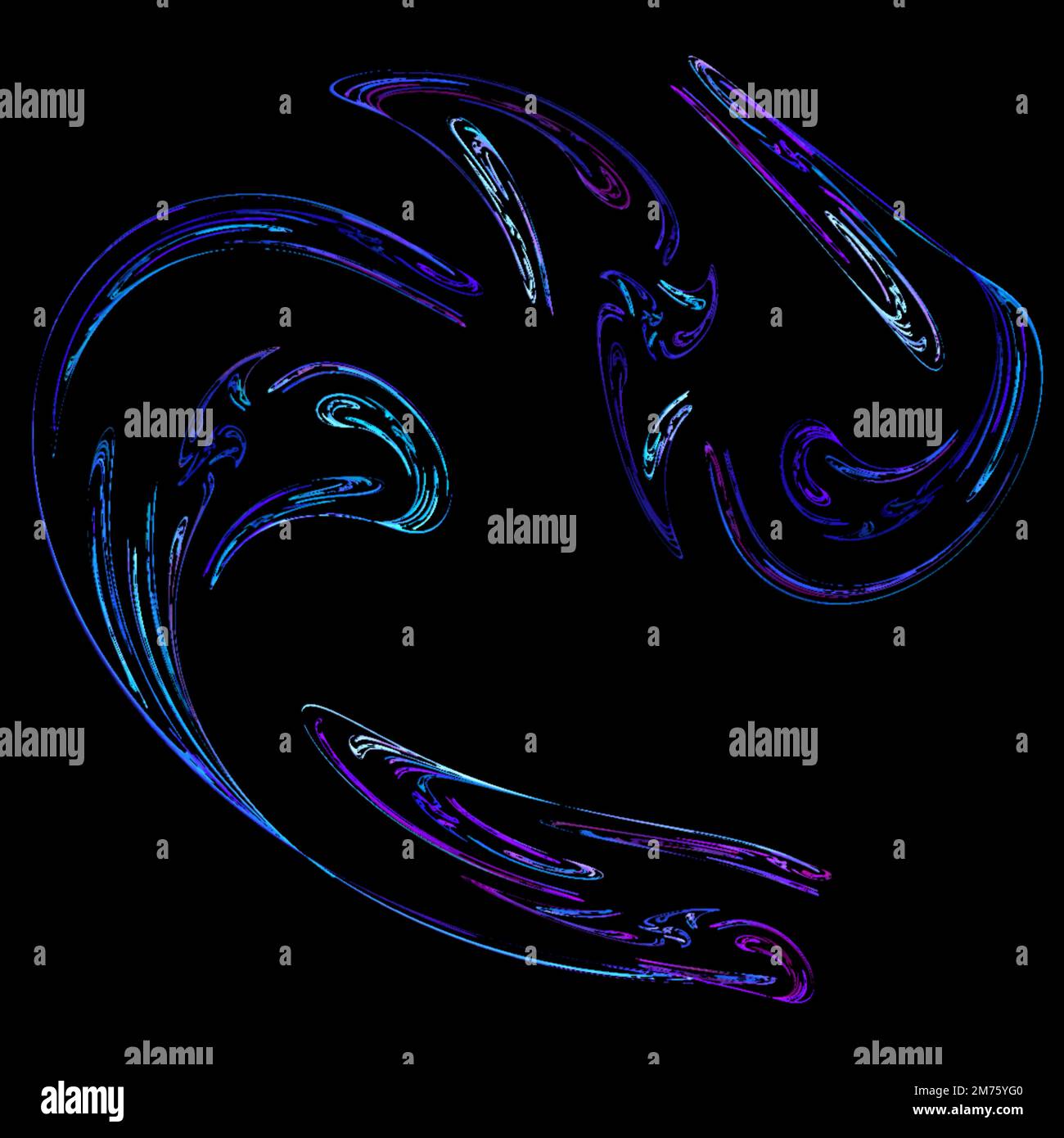 bright blue abstract pattern on black, color digital graphics ...