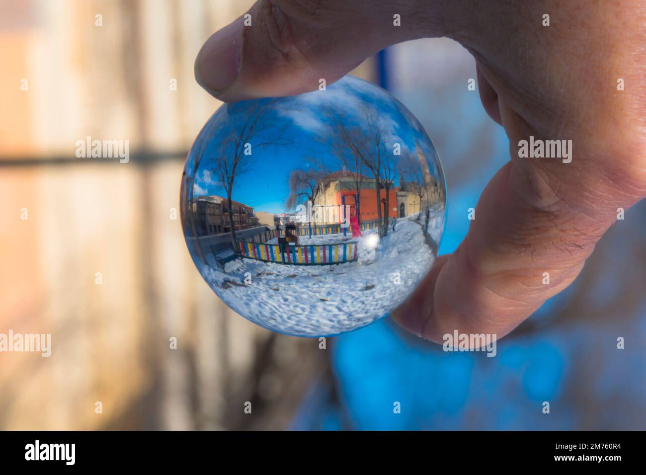 image of a landscape inside a crystal ball held by hand Stock Photo - Alamy