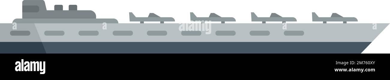 Aircraft carrier view icon flat vector. Navy ship. Naval top war ...