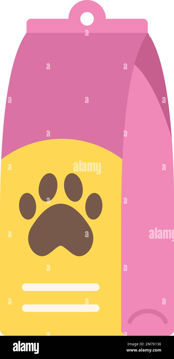 Dog food package icon flat vector. Animal feed. Dish bag isolated Stock ...