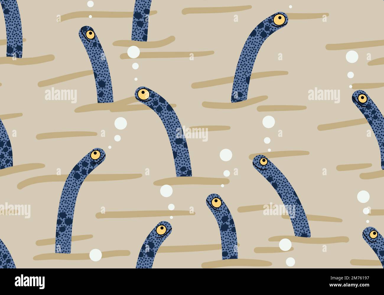 Cartoon sea ocean animals seamless spotted eel pattern for wrapping ...