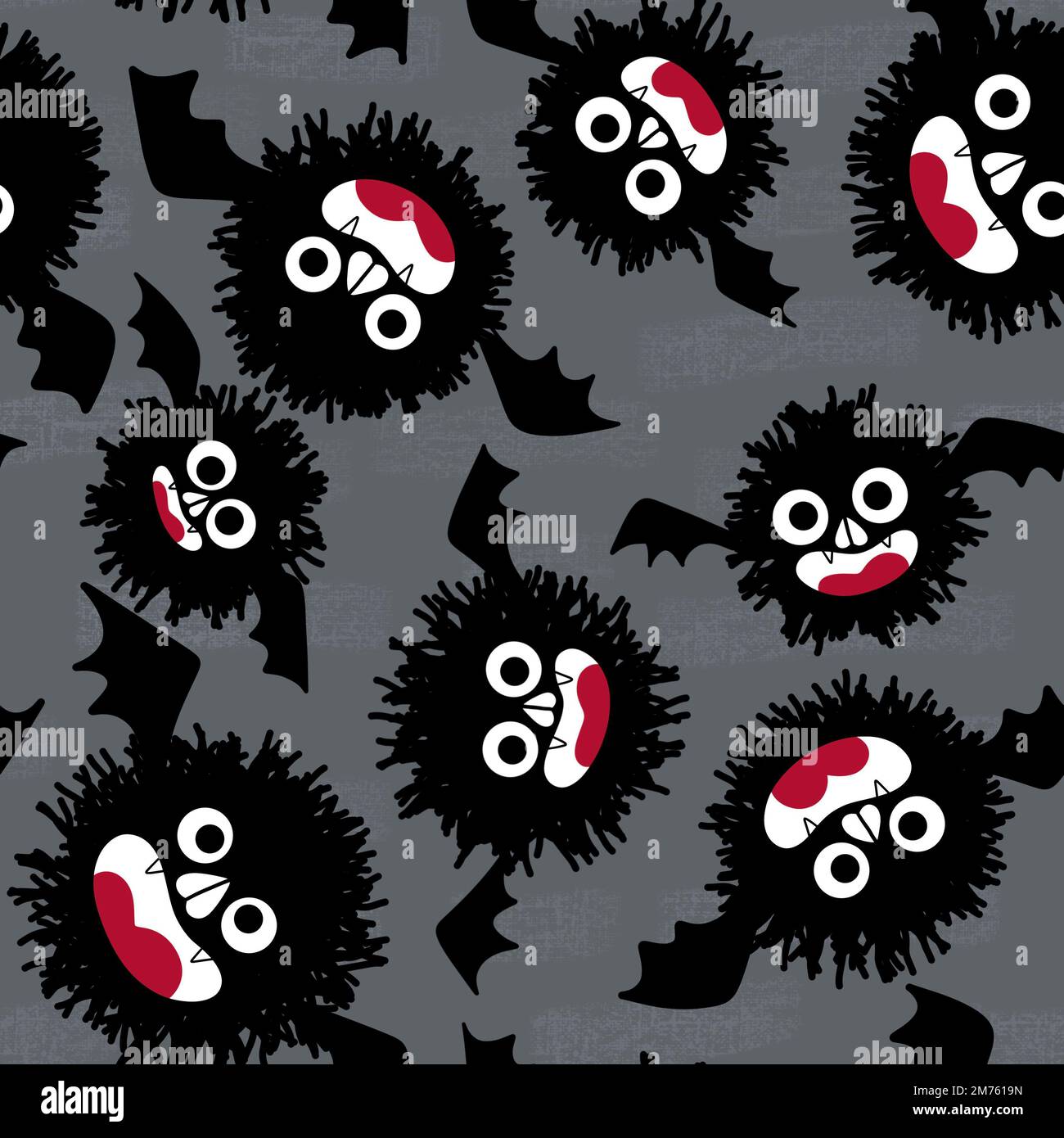 Halloween cartoon animals seamless fluffy bats pattern for wrapping ...