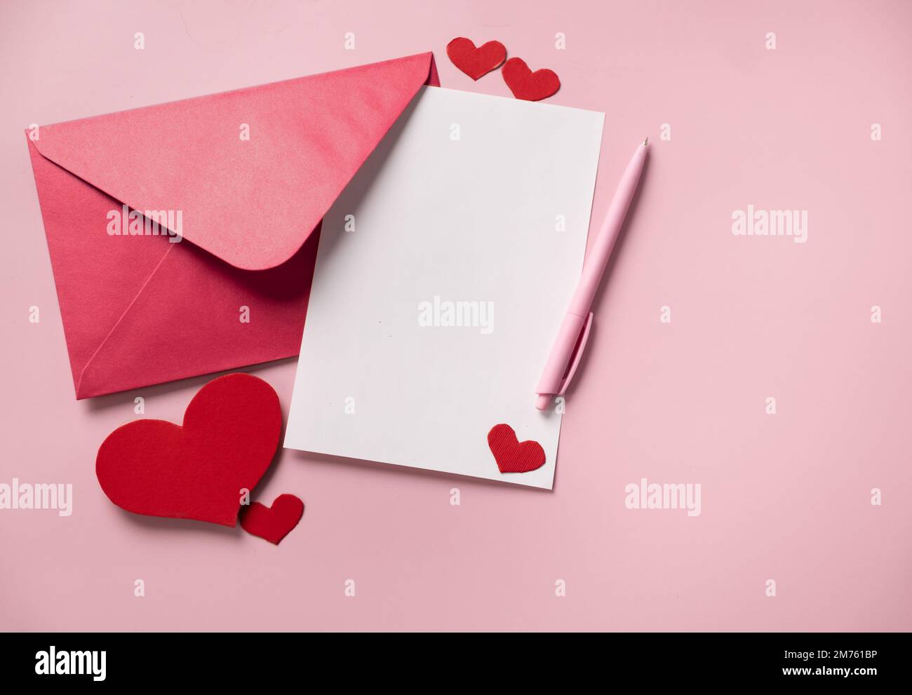 St. Valentines Day letter and gifts in boxes. Copy space for love ...
