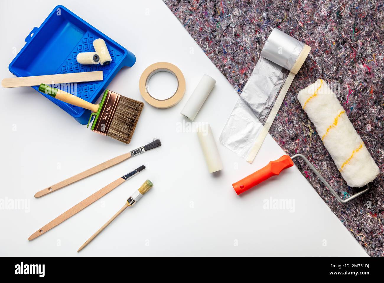 tools for painting on white background Stock Photo - Alamy