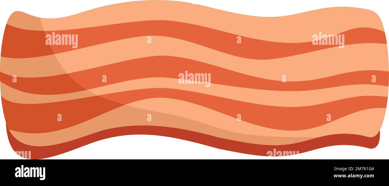 Strip bacon icon flat vector. Smoked food. Meat slice isolated Stock ...