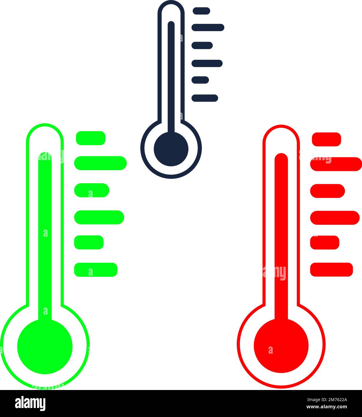 Thermometer icon with blue and red indicators in flat style Stock ...