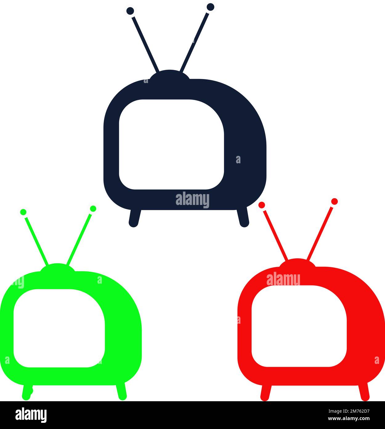 Tv icon, Television symbol in outline style on white background red and ...
