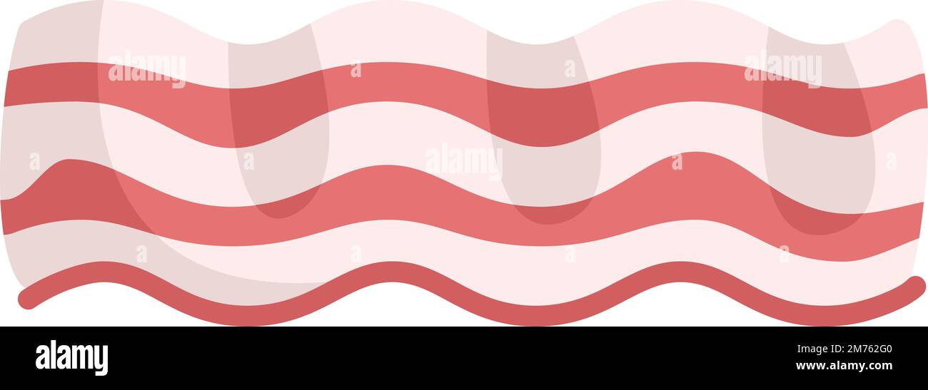 Crispy bacon icon flat vector. Breakfast slice. Smoked food isolated ...