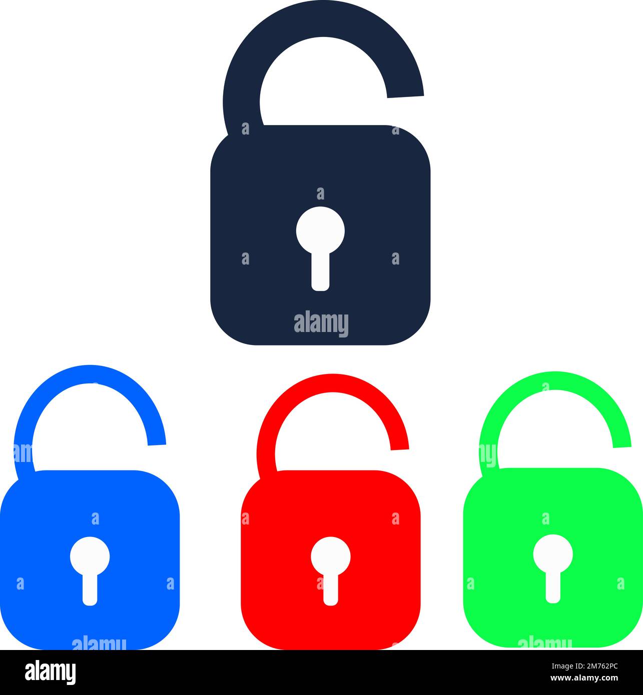 Isolated icon of locked and unlocked lock on white background. Set of ...