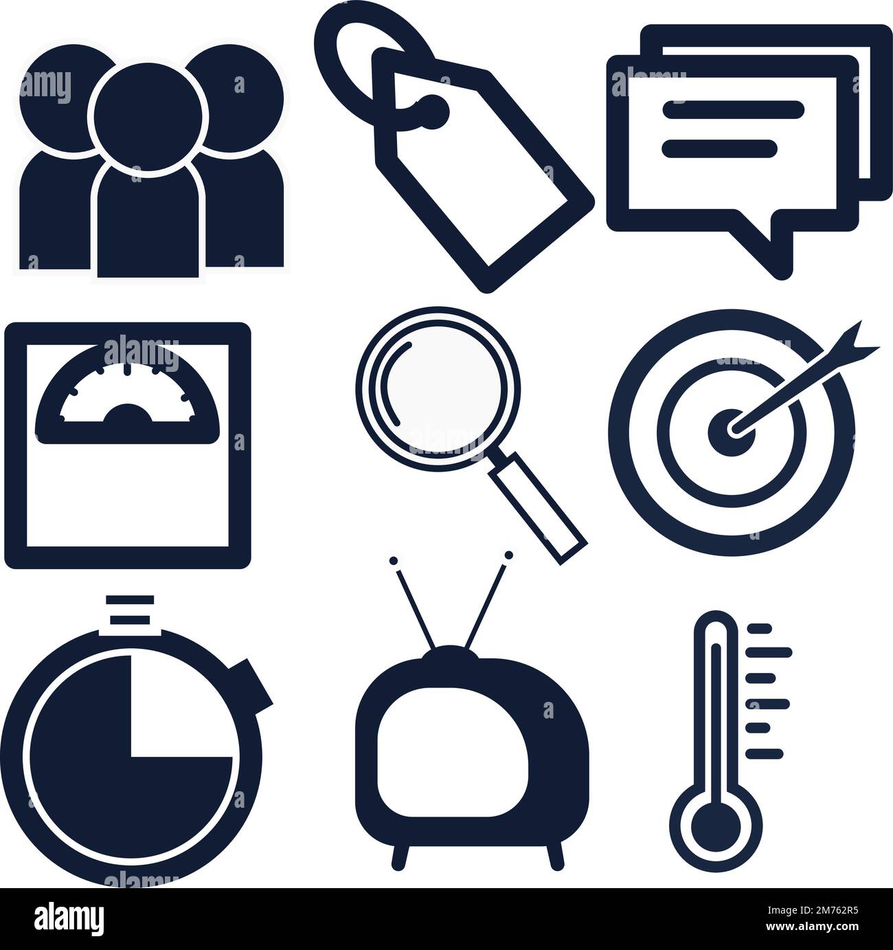 Set of 9 modern thin line icons. Outline isolated signs for mobile and ...