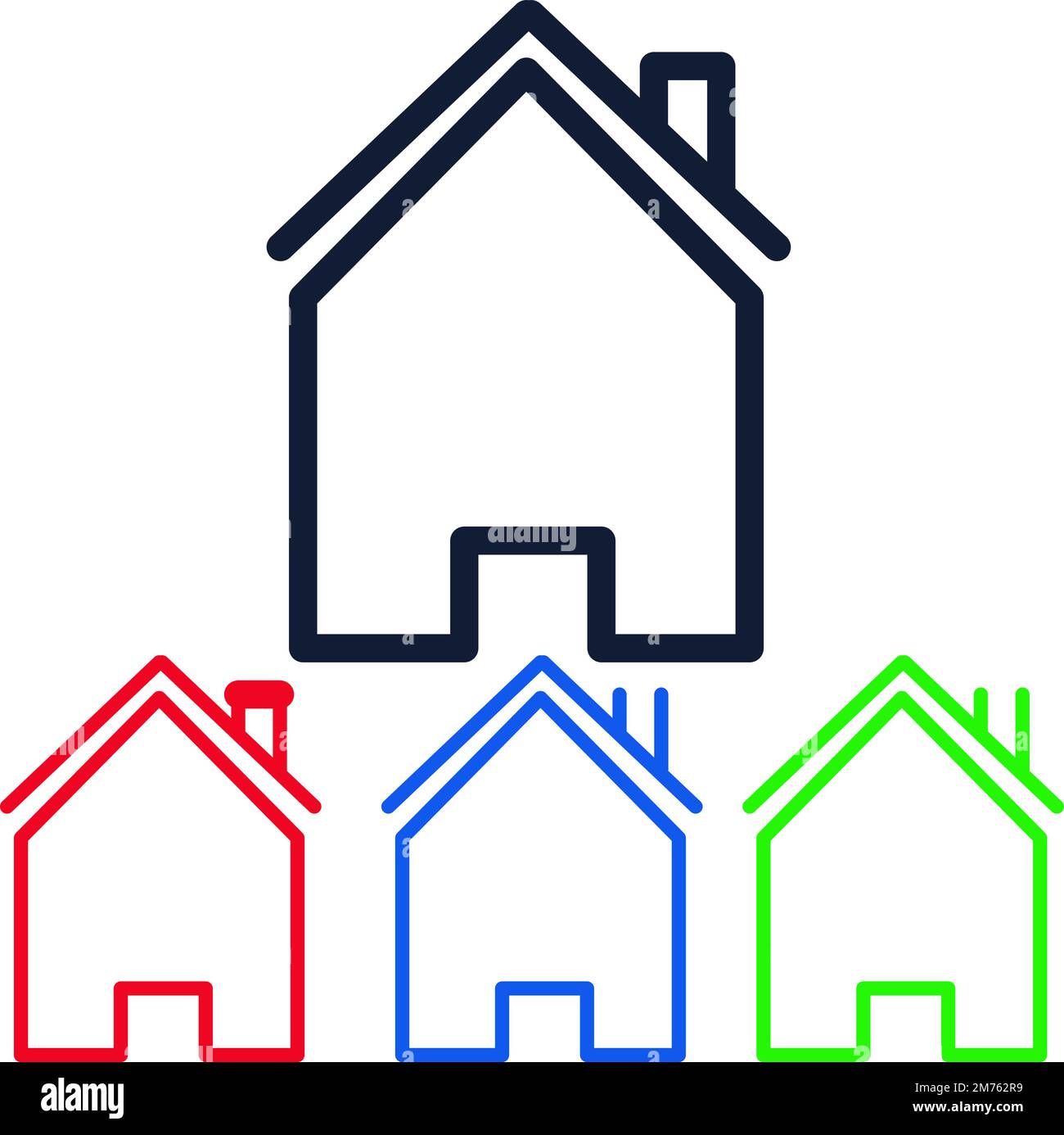 Symbol houses design over white background multiple colour lines,vector ...