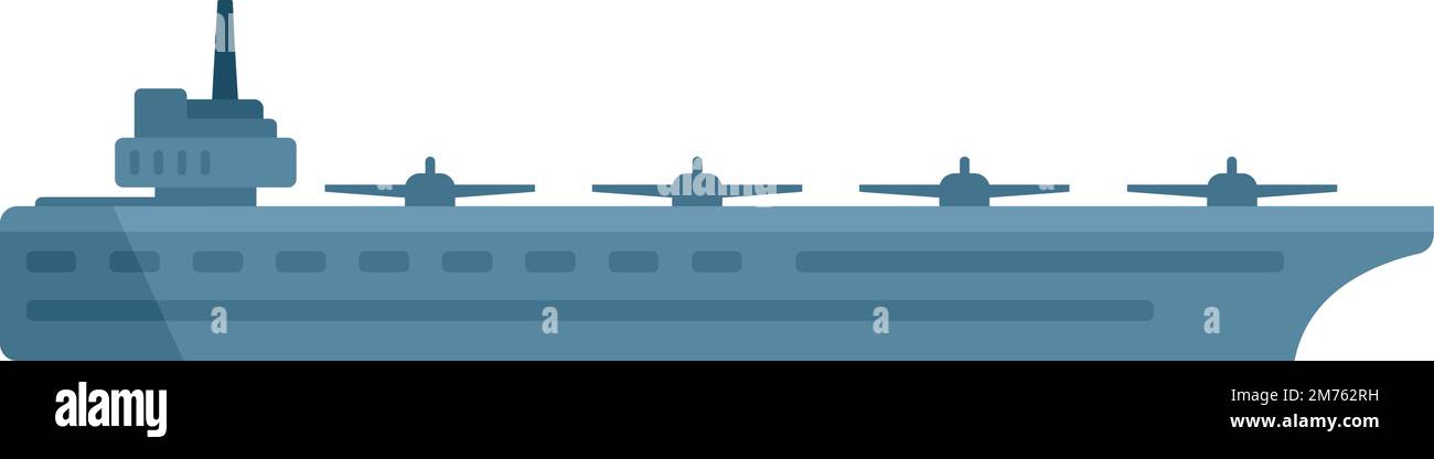 War aircraft carrier icon flat vector. Navy ship. Naval view isolated ...
