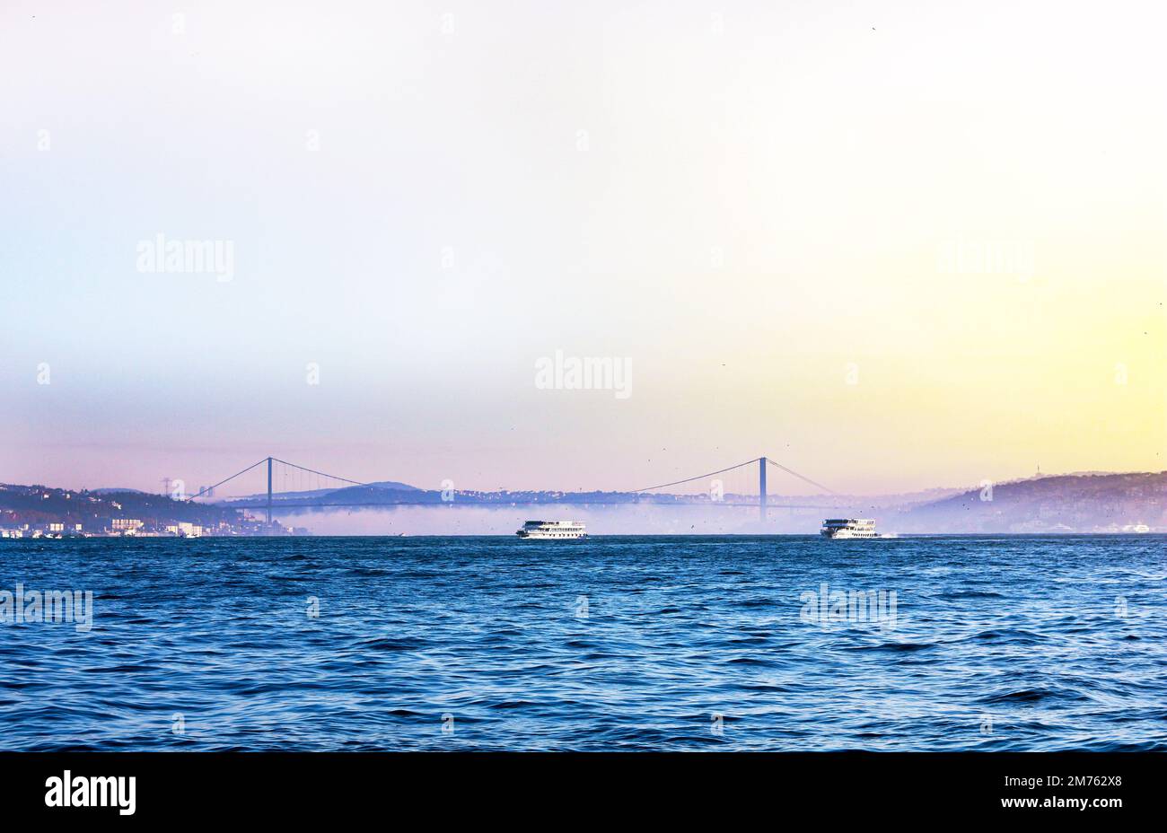 A landscape view of the ships sailing Stock Photo - Alamy