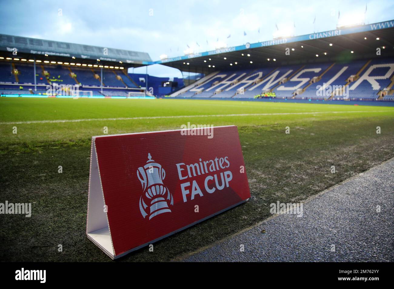 Sheffield, UK. 7th Jan, 2023. FA Cup boards are displayed inside the ...