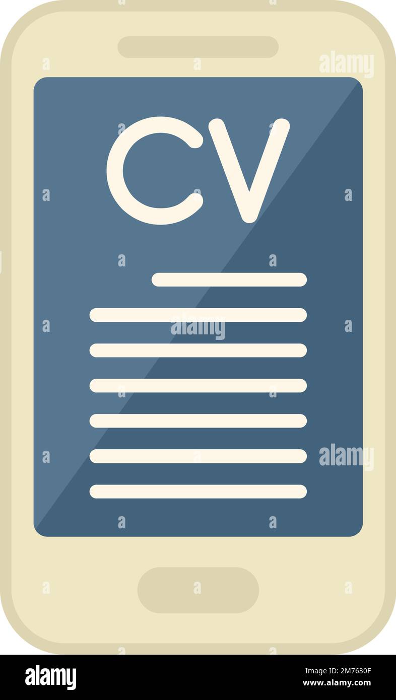 Cv phone icon flat vector. Internet work. Looking agency isolated Stock ...
