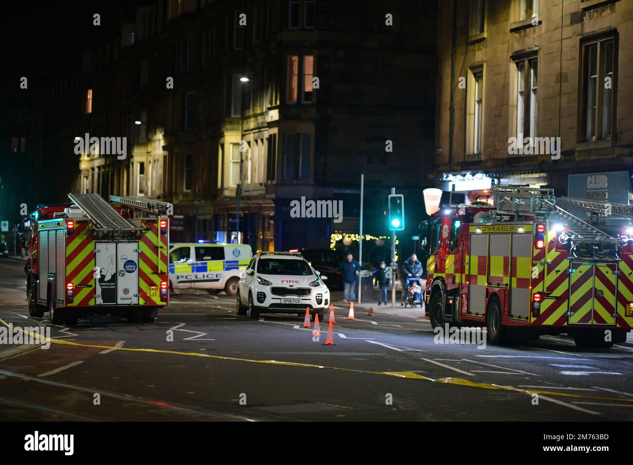 Edinburgh Scotland, UK 07 January 2023. Emergency services attend an ...