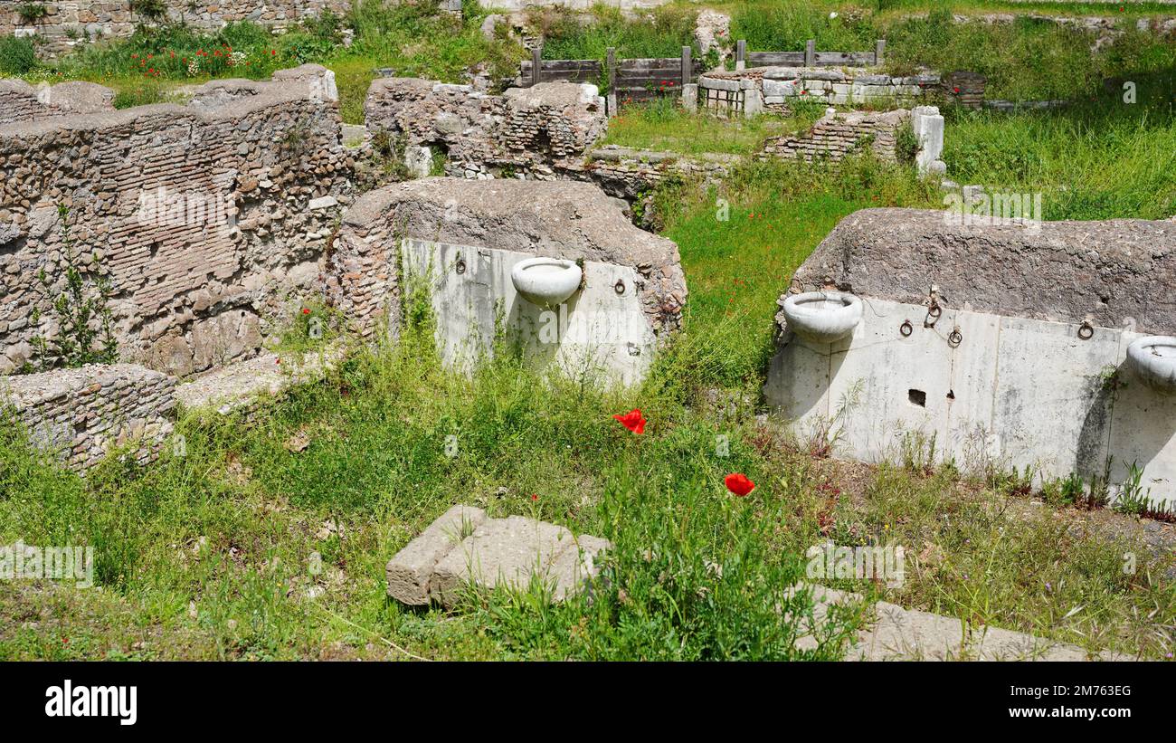 Roman ruins of Scavi del Ghettarello, an ancient site of warehouses ...