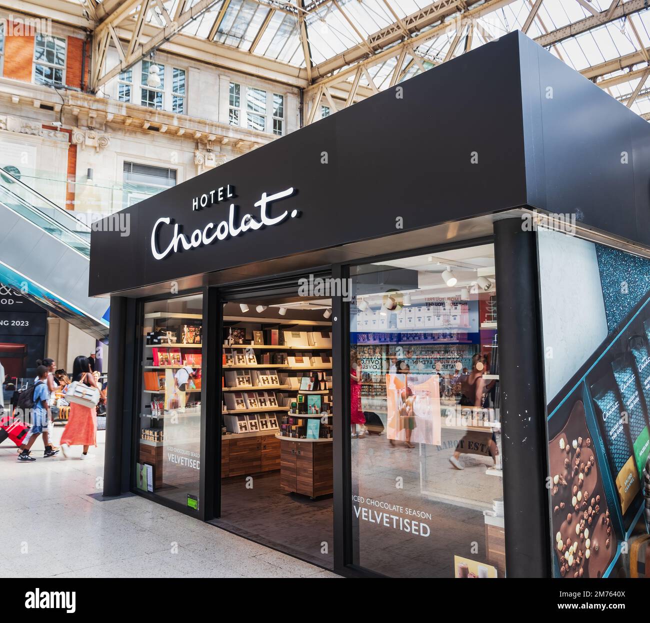 Looking up at a Hotel Chocolat store in London ,United Kingdom Stock ...