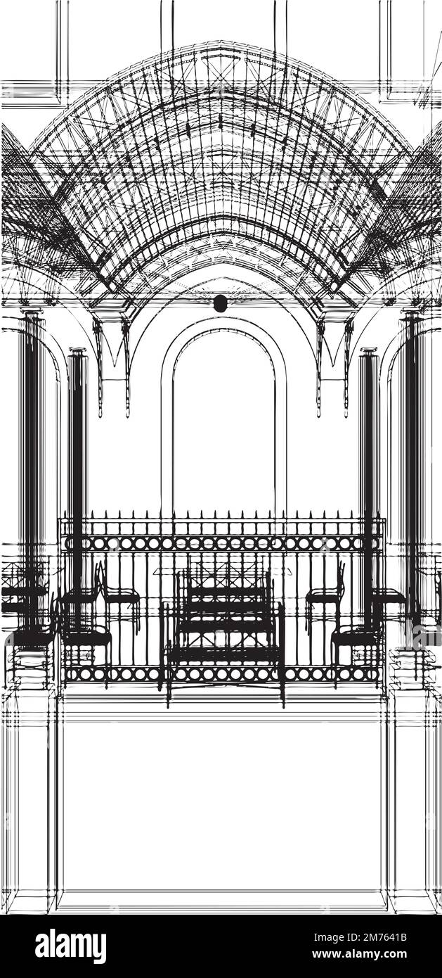 Abstract Constructions Gate And Eaves From Line Vector Stock Vector ...