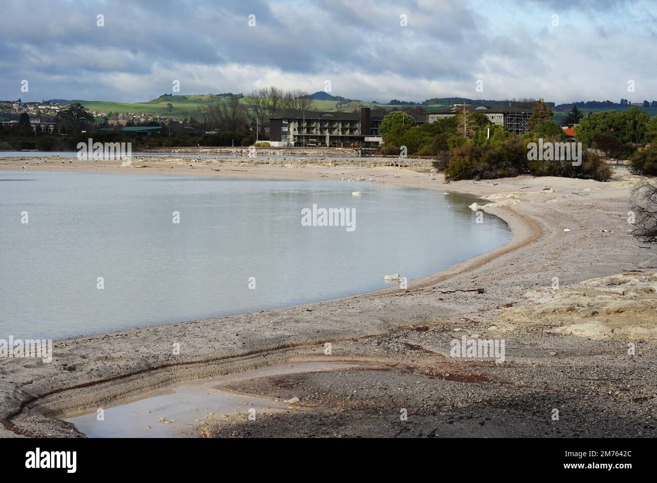 Steam rising from Lake Rotorua due to geothermal activity Stock Photo ...
