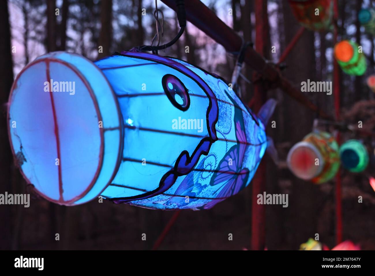 Close up of glowing fish lanterns at the Chinese Lantern Festival in ...