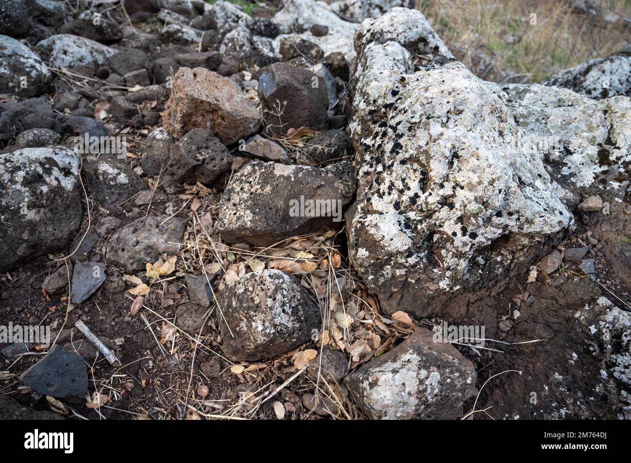 Closeup of large rocks or boulders near the mountains. Large ...