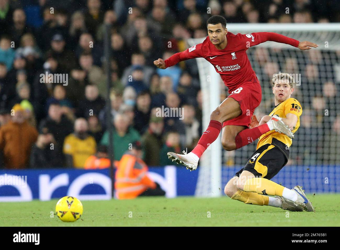 Liverpool, UK. 07th Jan, 2023. Cody Gakpo of Liverpool goes past Nathan ...