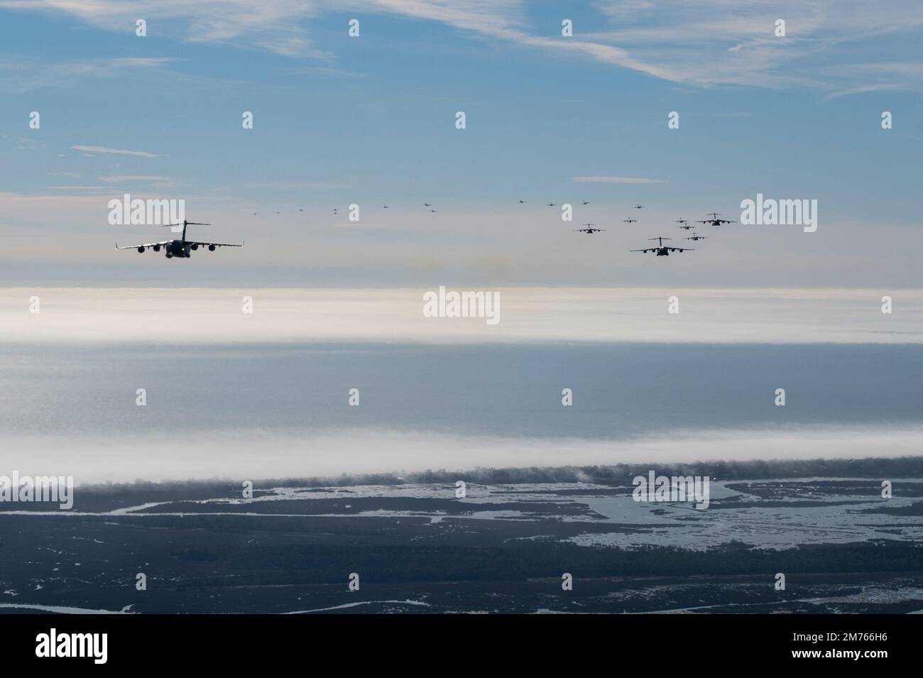 U.S. Air Force C-17 Globemaster IIIs assigned to the 437th Airlift Wing ...