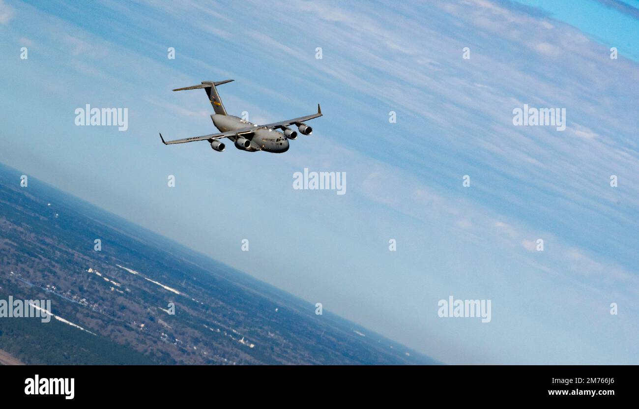A C-17 Globemaster III’s assigned to the 437th Airlift Wing fly over ...