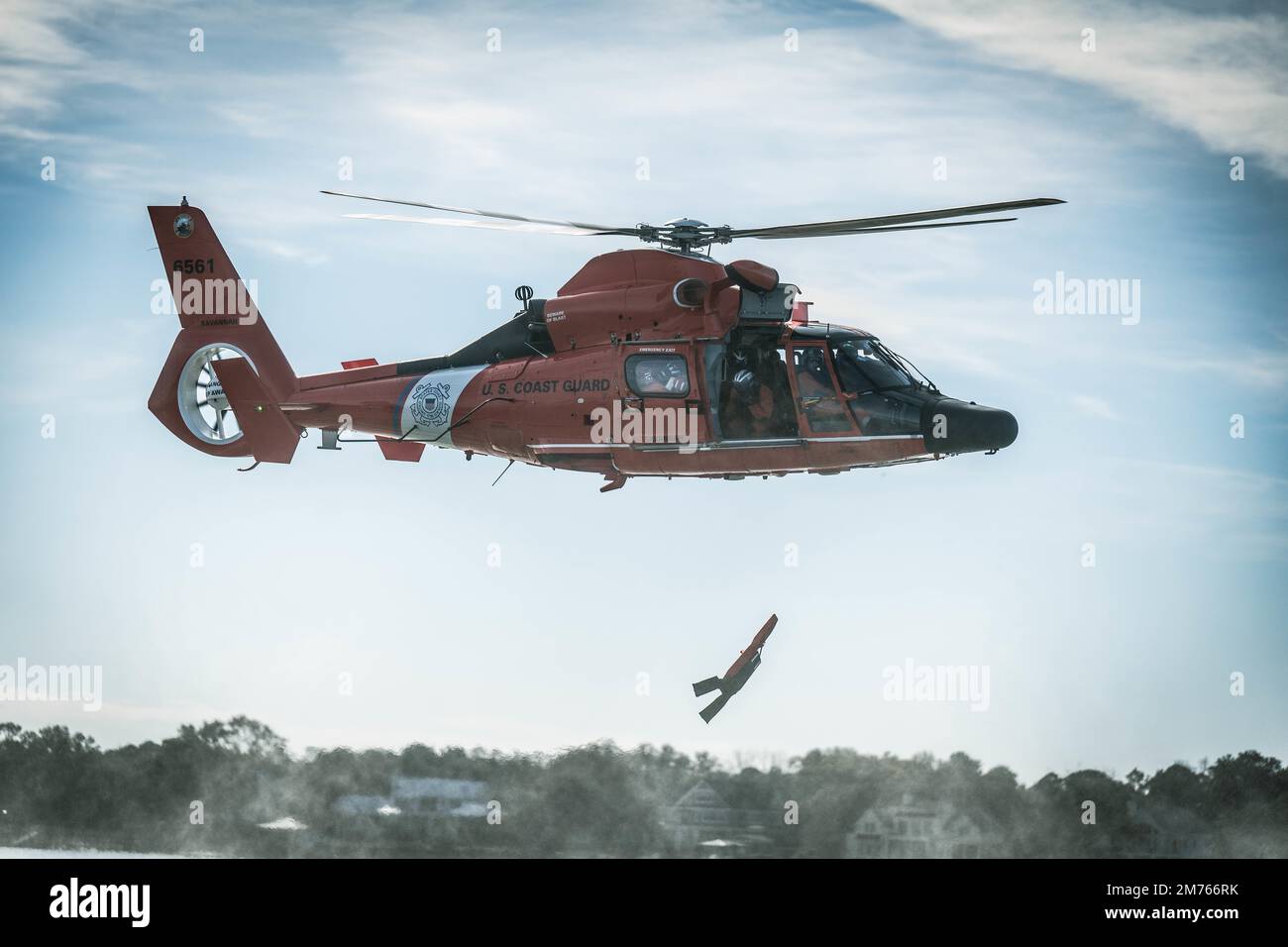 A U.S. Coast Guard Eurocopter MH-65 Dolphin Helicopter from Air station ...