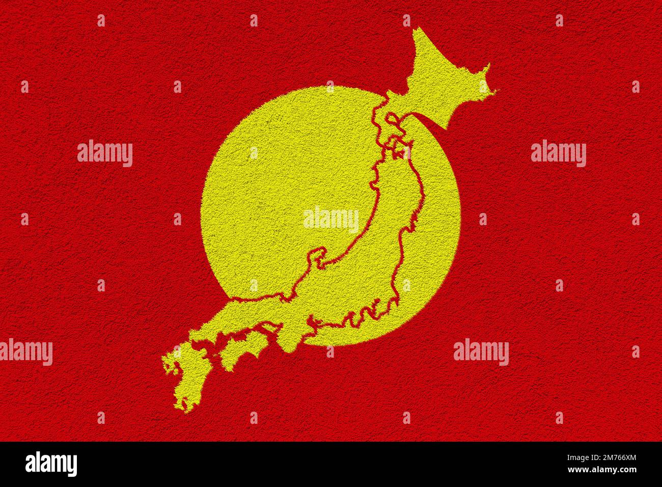 Flag of Japan and contour map of the country on the texture. Collage ...