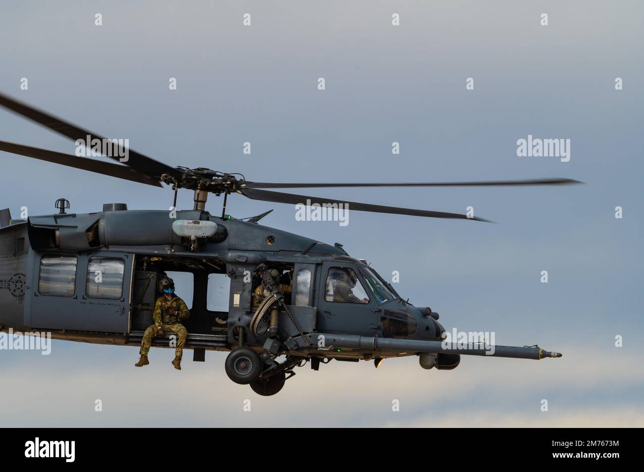 A U.S. Air Force aircrew assigned to the 55th Rescue Squadron takes off ...