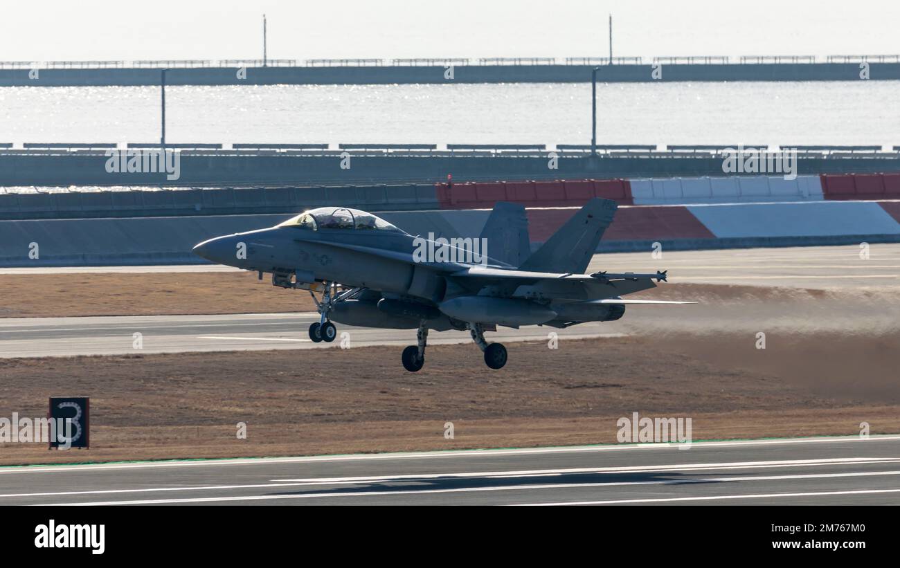 A U.S. Marine Corps F/A-18D Hornet aircraft with Marine Fighter Attack ...