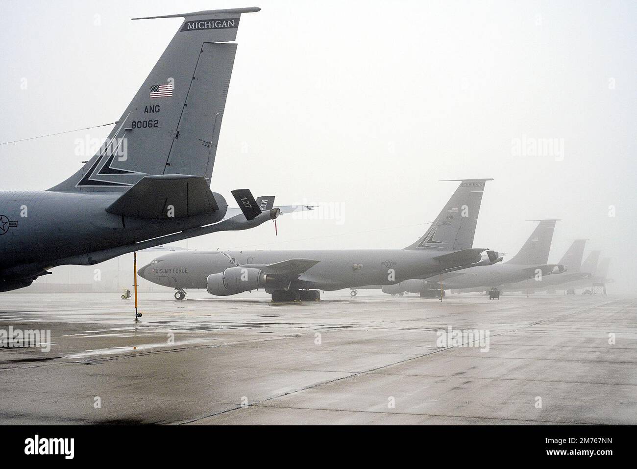 A line of KC-135 Stratotankers from the 127th Air Refueling Group ...