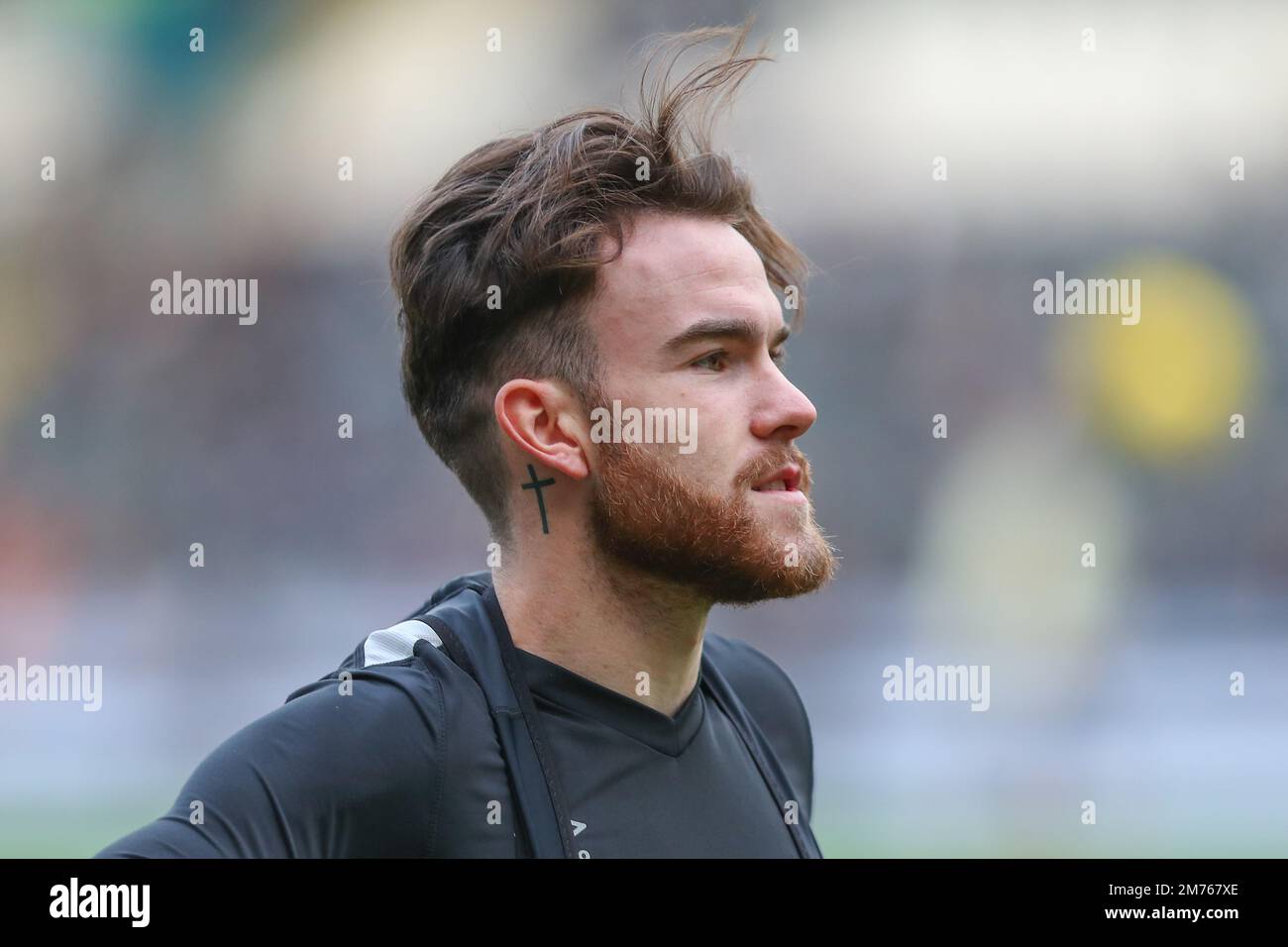 Aaron Connolly #44 of Hull City during the pre-game warm up ahead of ...
