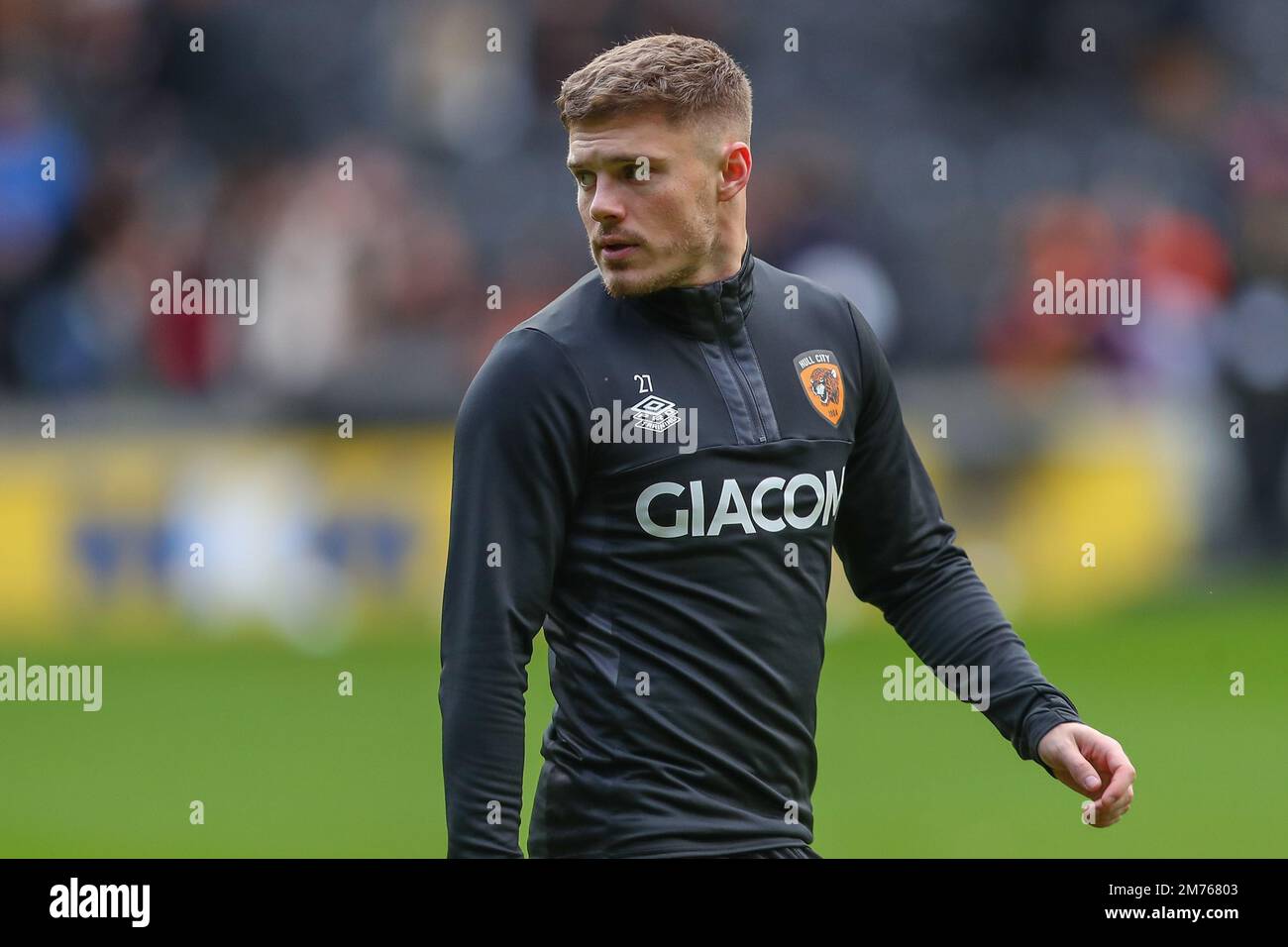 Regan Slater #27 of Hull City during the pre-game warm up ahead of the ...