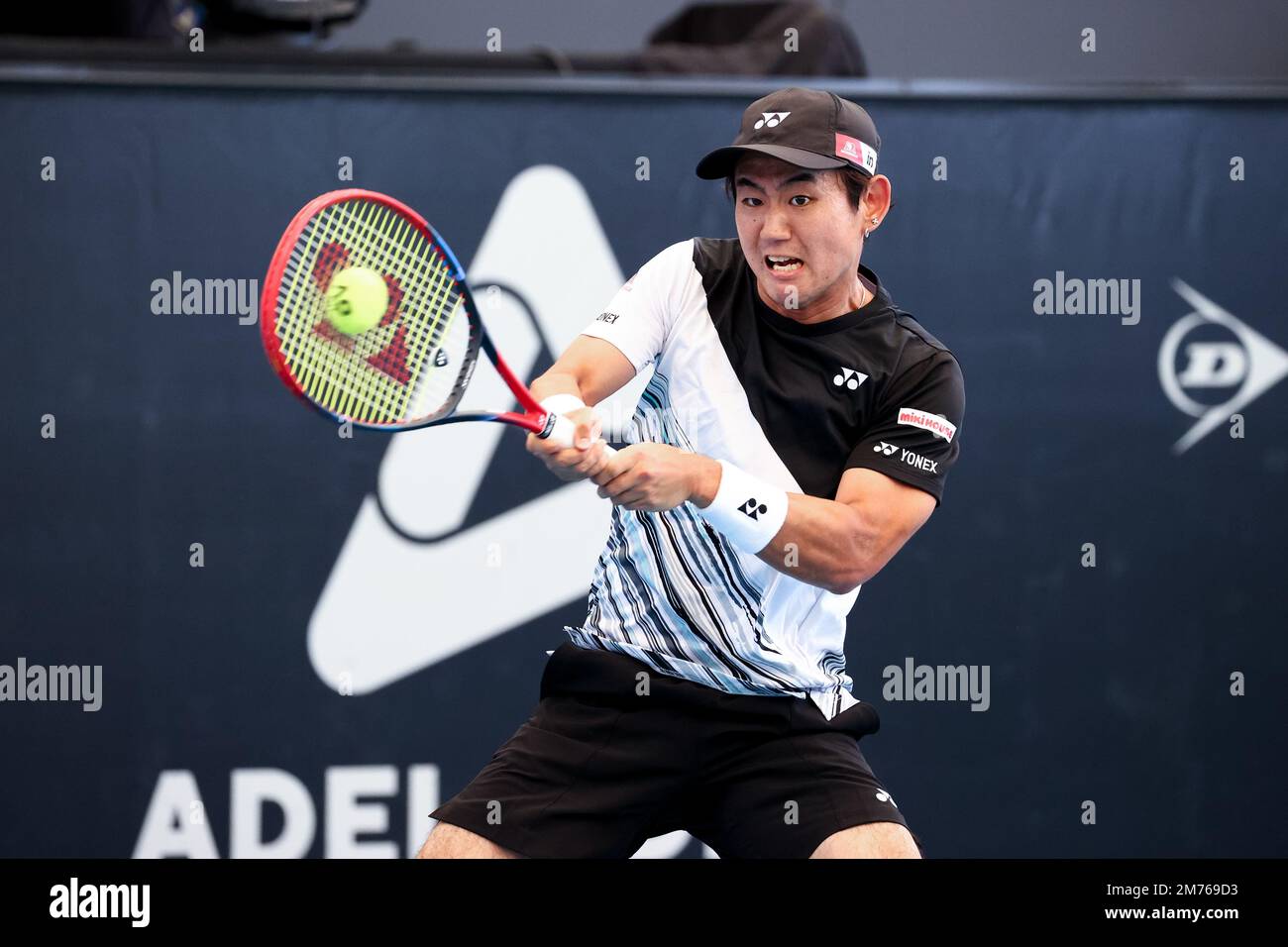 Adelaide, Australia, 7 January, 2023. Yoshihito Nishioka of Japan hits ...